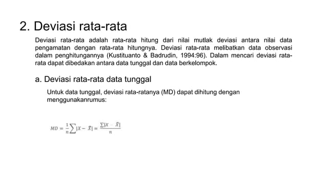 UKURAN DATA PENYEBARAN, JANGKAUAN/RANGE, DEVIASI RATA RATA PPT | PPTX