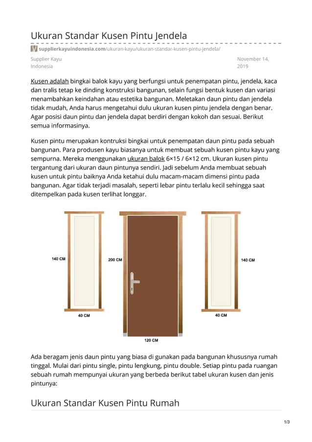 Ukuran standar kusen pintu jendela | PDF