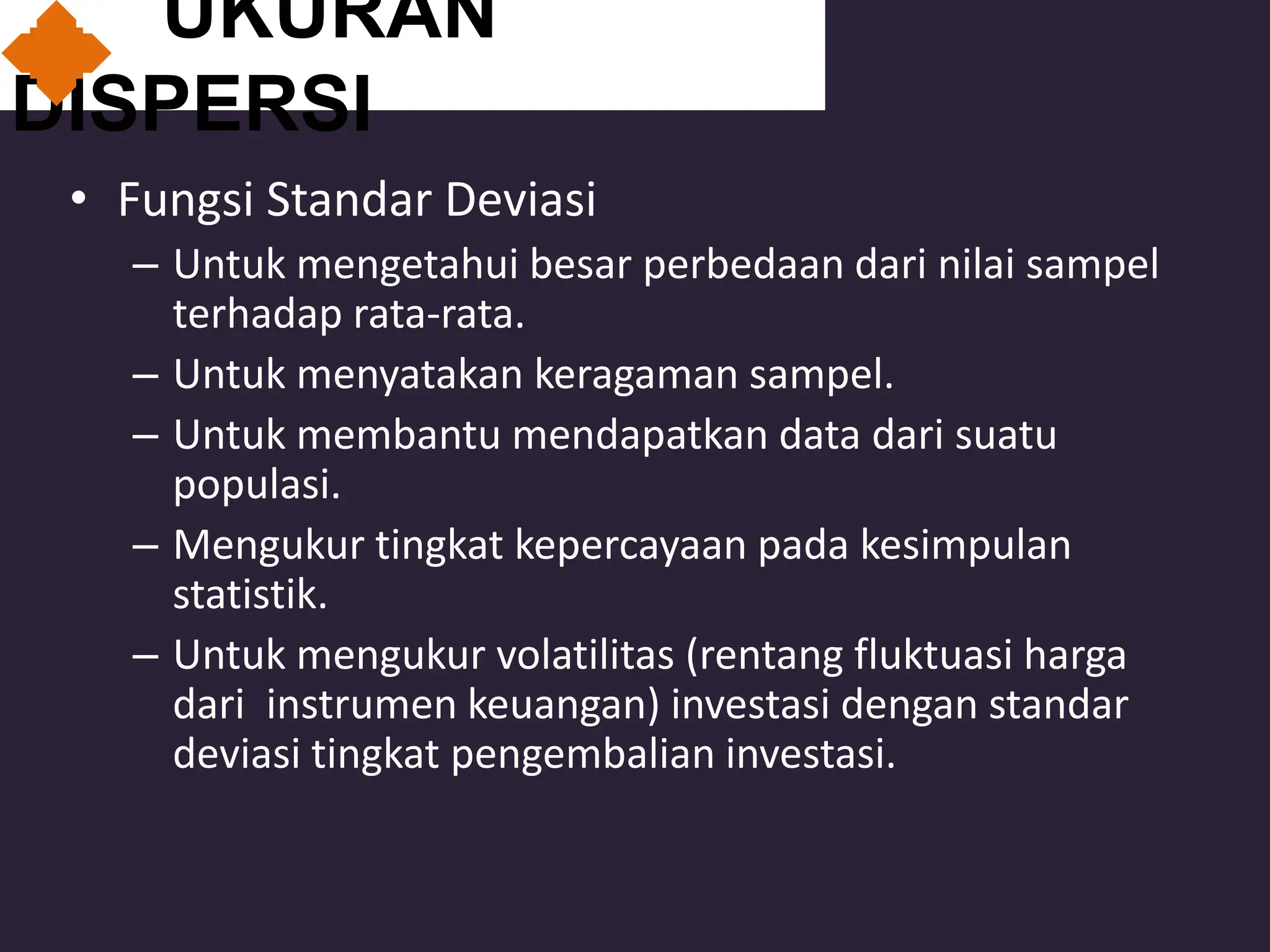 Materi statistika : Ukuran variasi dan dispersi | PPTX