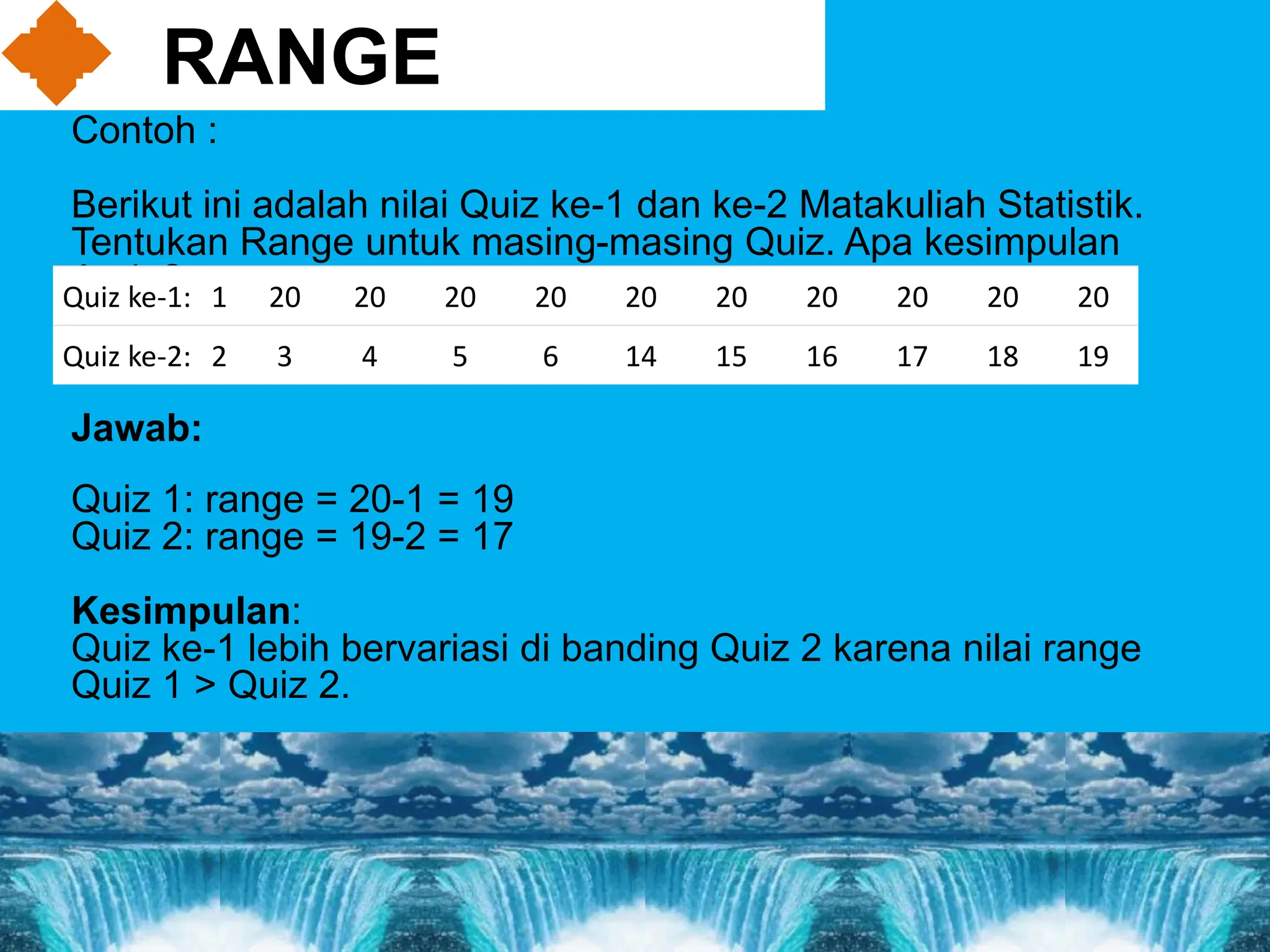 Materi statistika : Ukuran variasi dan dispersi | PPTX