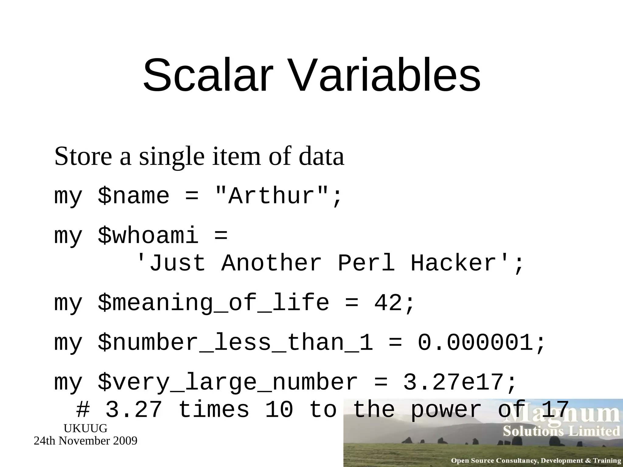 Introduction to Perl | ODP | Programming Languages | Computing