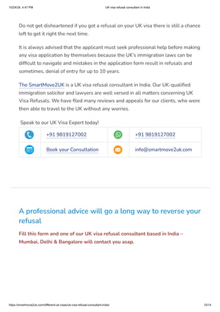 UK Visa Refusal Consultant in India - The SmartMove2UK! | PDF