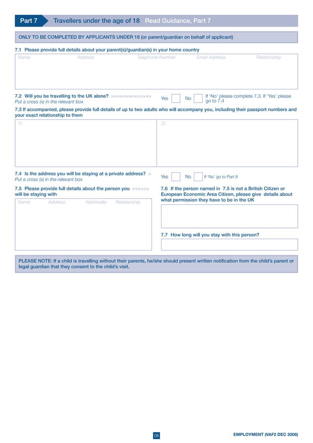 Uk visa (vaf2). | PDF