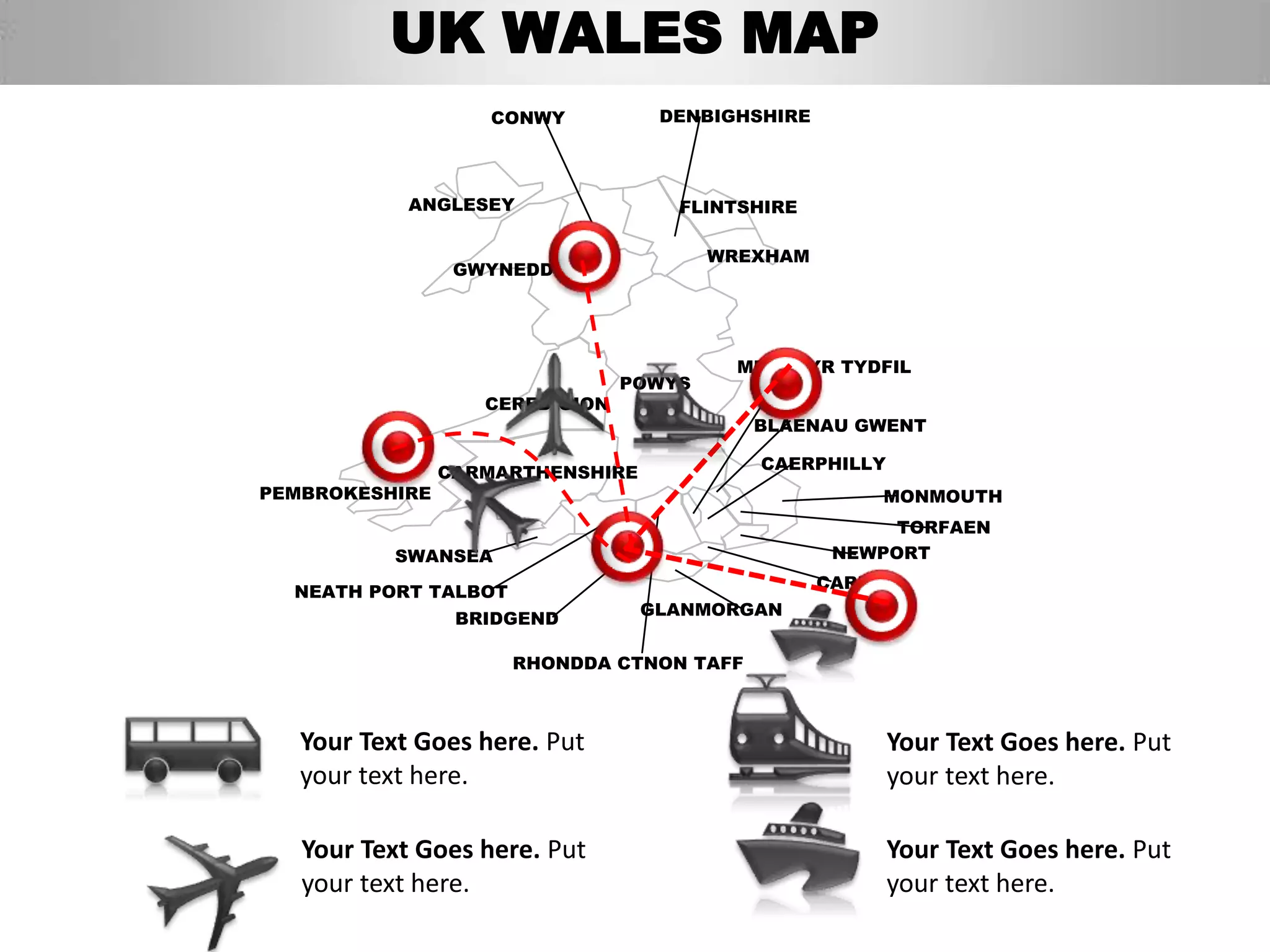 Uk wales country editable powerpoint maps with states and counties | PPTX