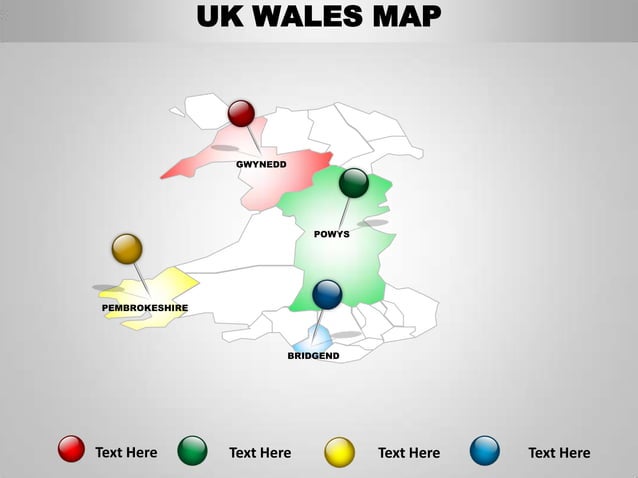 Uk wales country editable powerpoint maps with states and counties | PPT