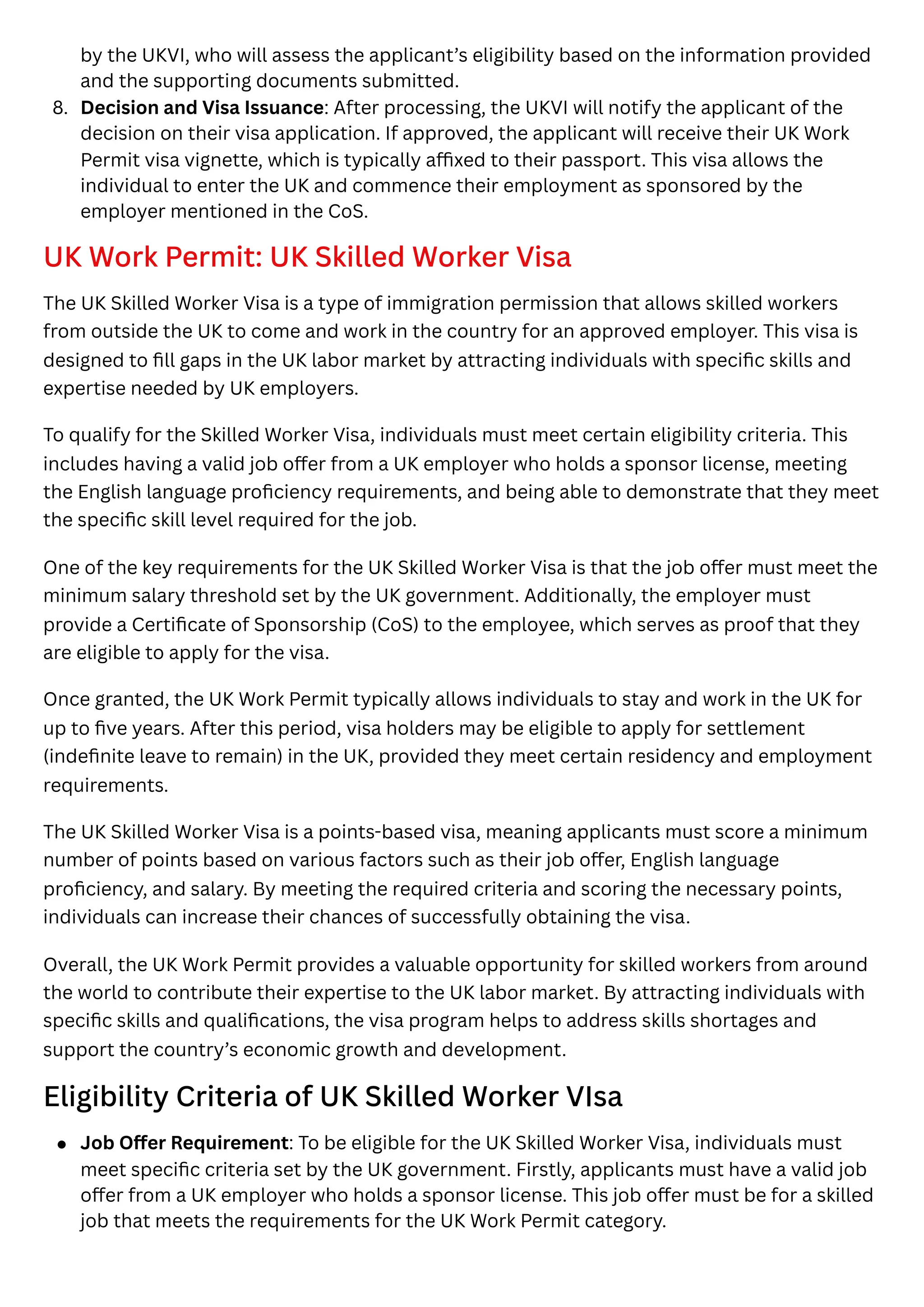 Eligibility Criteria of UK Skilled Worker Visa | PDF