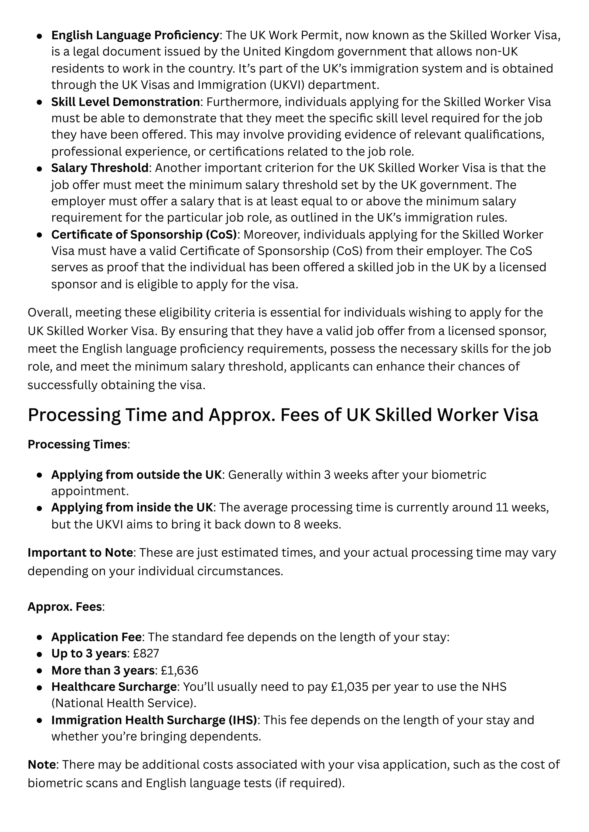Eligibility Criteria of UK Skilled Worker Visa | PDF