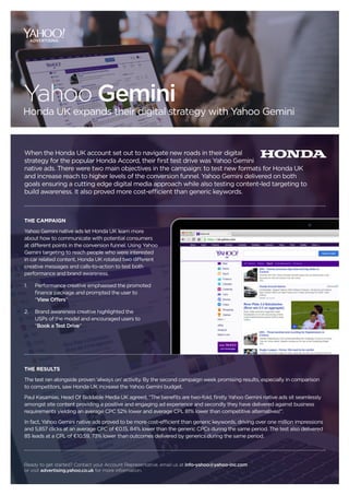 Honda UK expands their digital strategy with Yahoo | PDF
