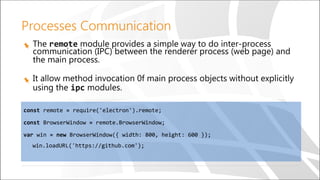 Bringing Javascript to the Desktop with Electron | PPTX | Web Development | Internet