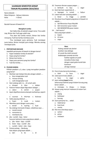 Ulangan Bahasa Indonesia kelas 2-semester.2-www.mautidakmauharusmau.blogspot.com