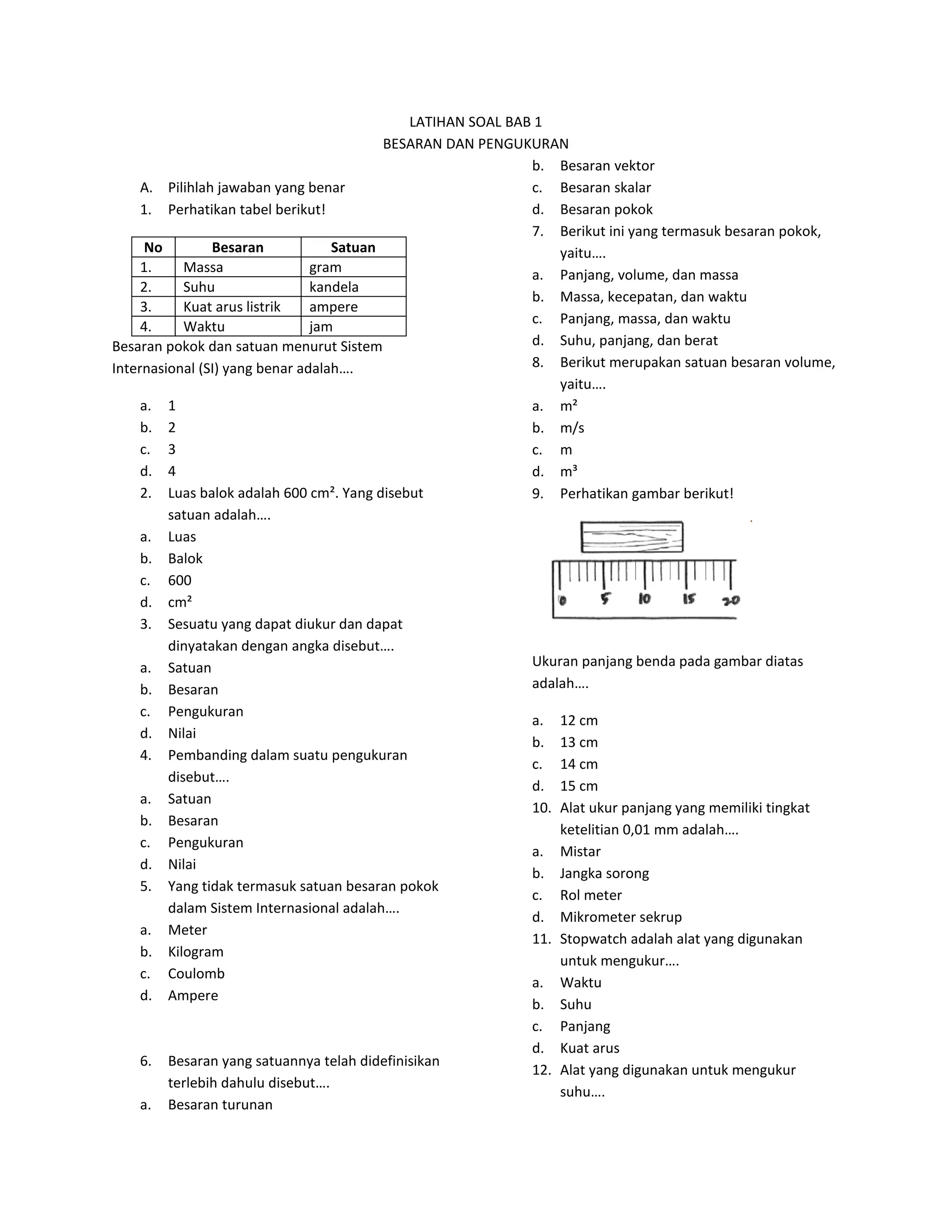 Latihan Soal IPA Bab 1 | PDF