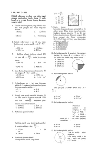 Ulangan harian matematika | PDF
