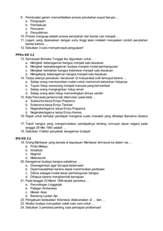 Ulangan harian tema 7 tanpa kunci | PDF