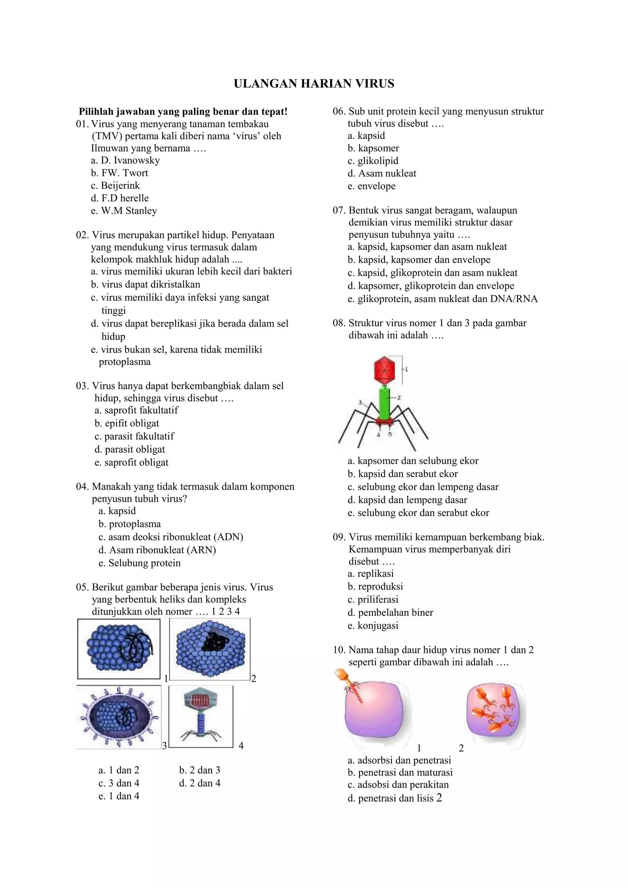 Ulangan harian virus | DOCX
