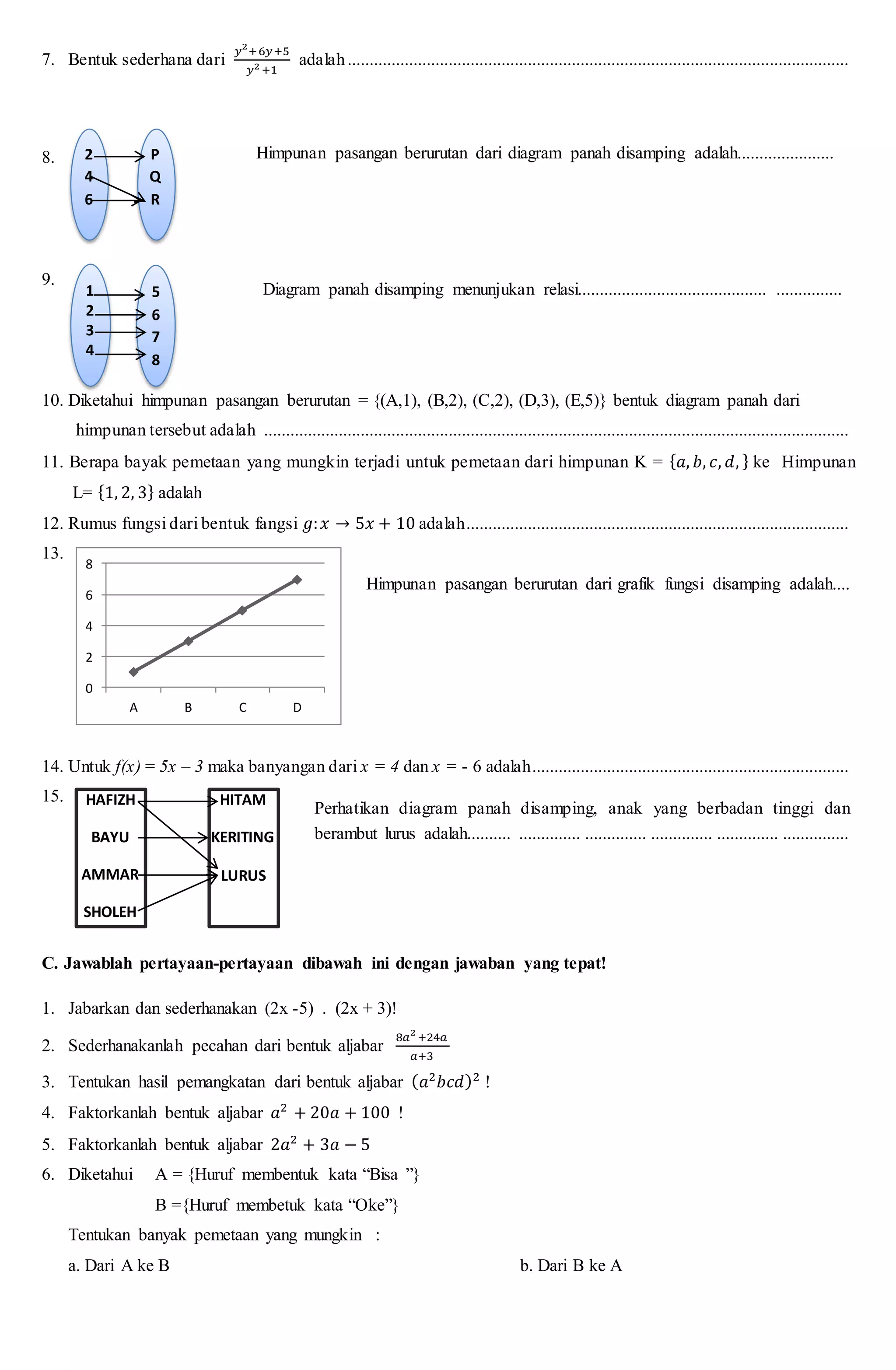 Ulangan mtk kelas 8 antoooo | PDF