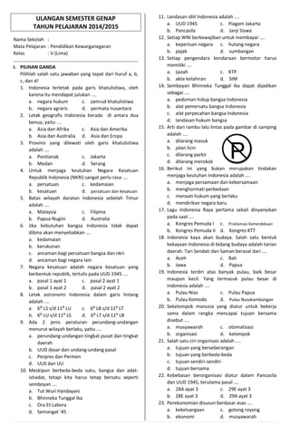 Ulangan pkn kelas 5 semester 2 www.mautidakmauharusmau.blogspot.com
