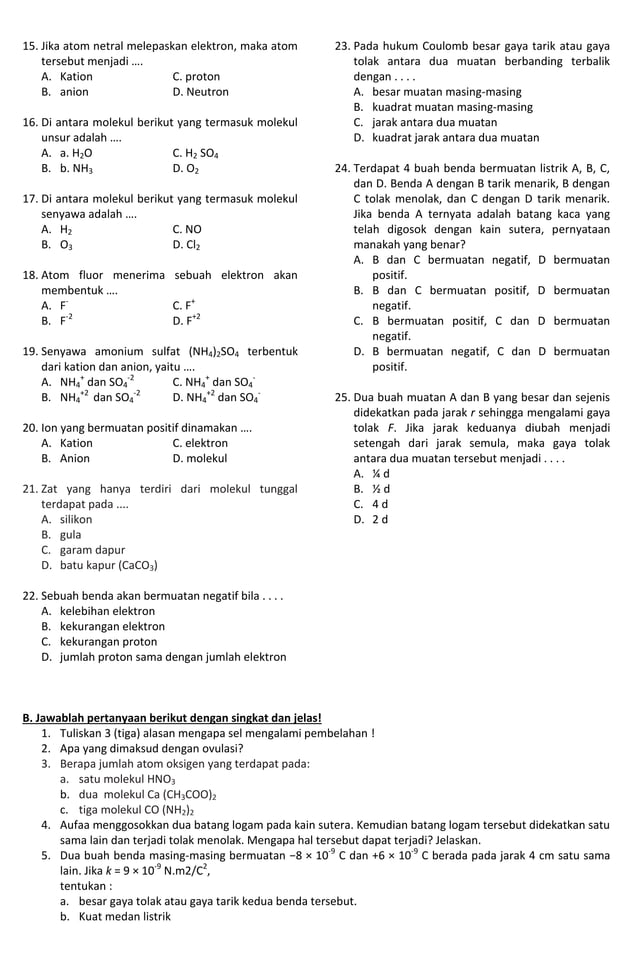 SOAL IPA KELAS IX | PDF