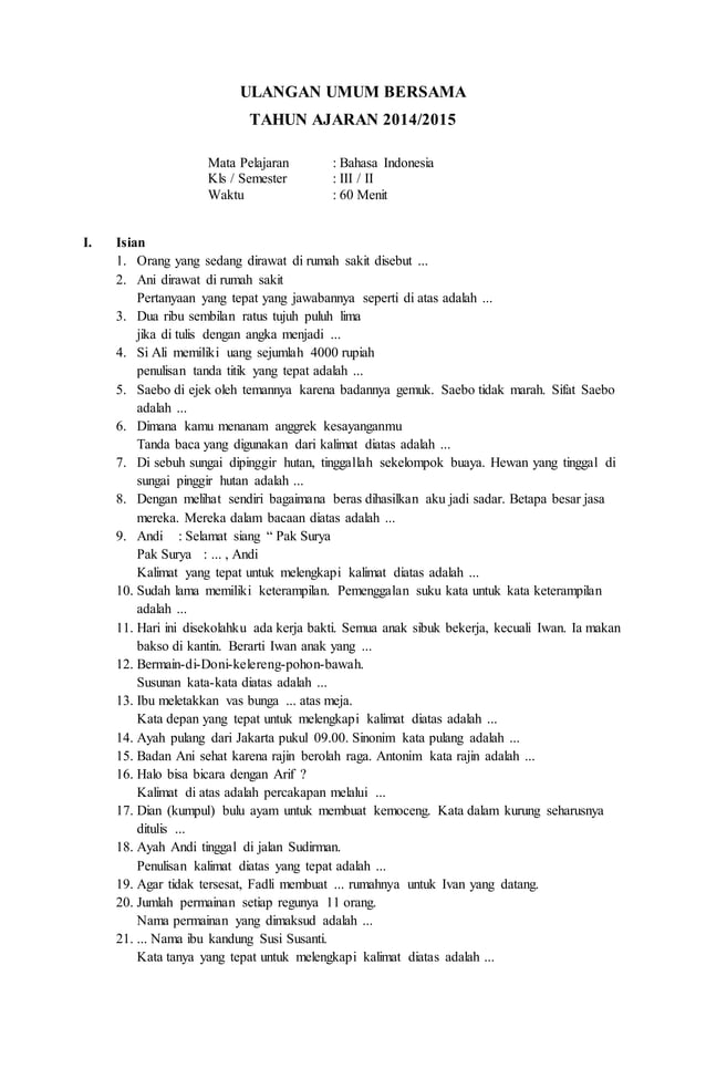 Ulangan umum bersama | PDF