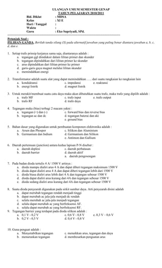 Ulangan umum +jwbn | DOCX