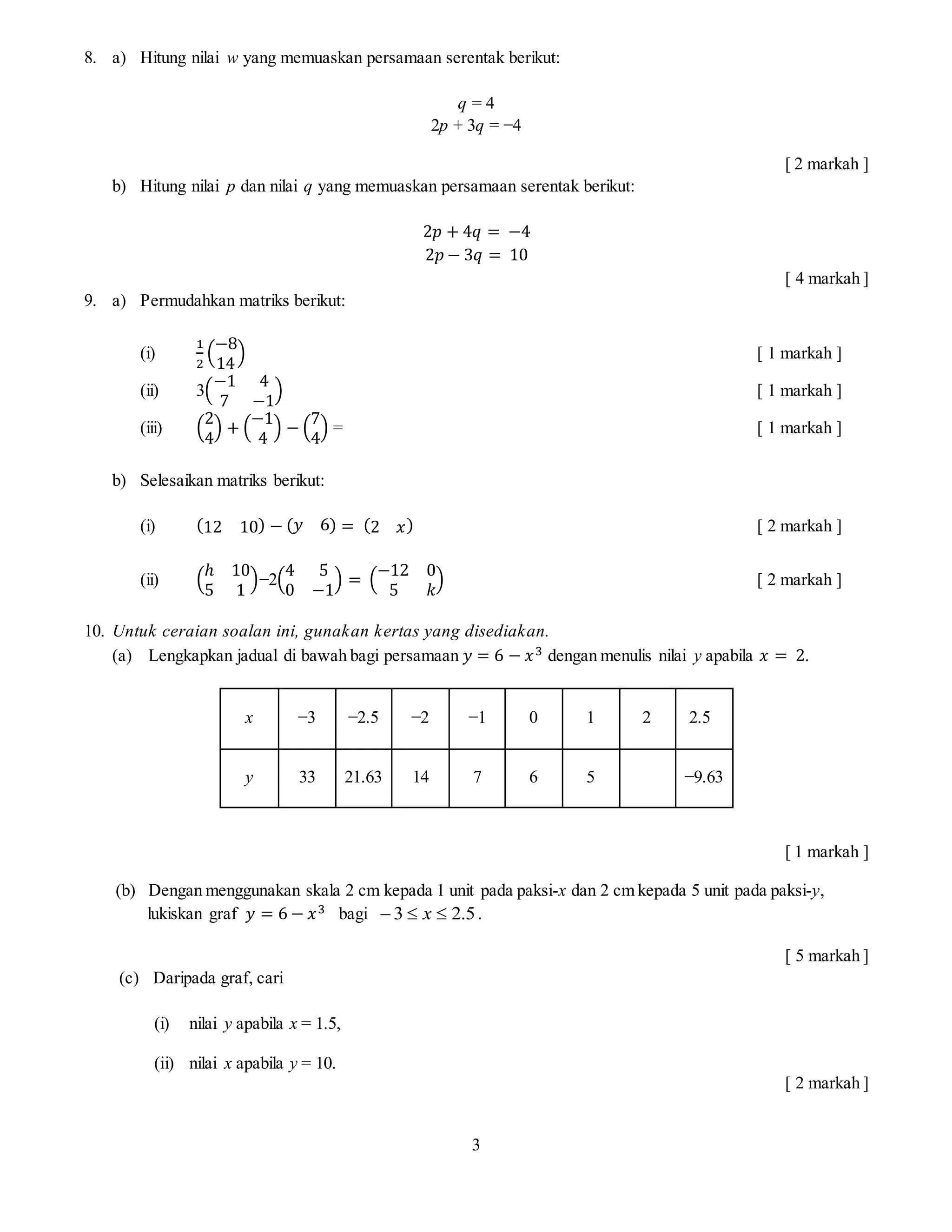 ULANGKAJI MATEMATIK SEM 3 KOLJ VOKASIONAL | DOCX