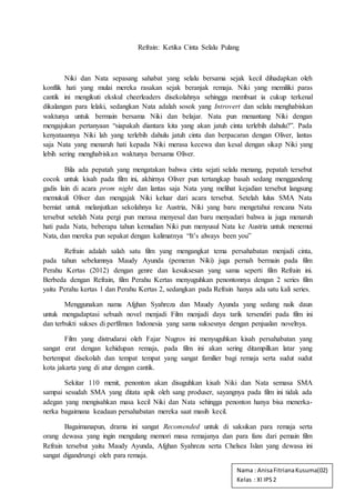 Ulasan, Struktur, dan kaidah kebahasaan resensi Film Refrain | PDF