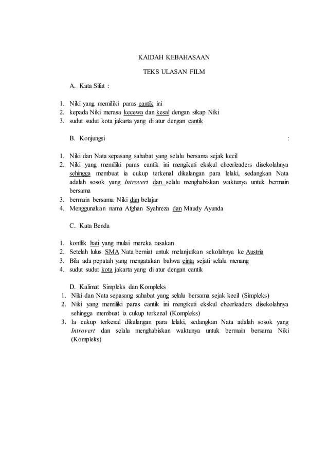 Ulasan, Struktur, dan kaidah kebahasaan resensi Film Refrain | PDF