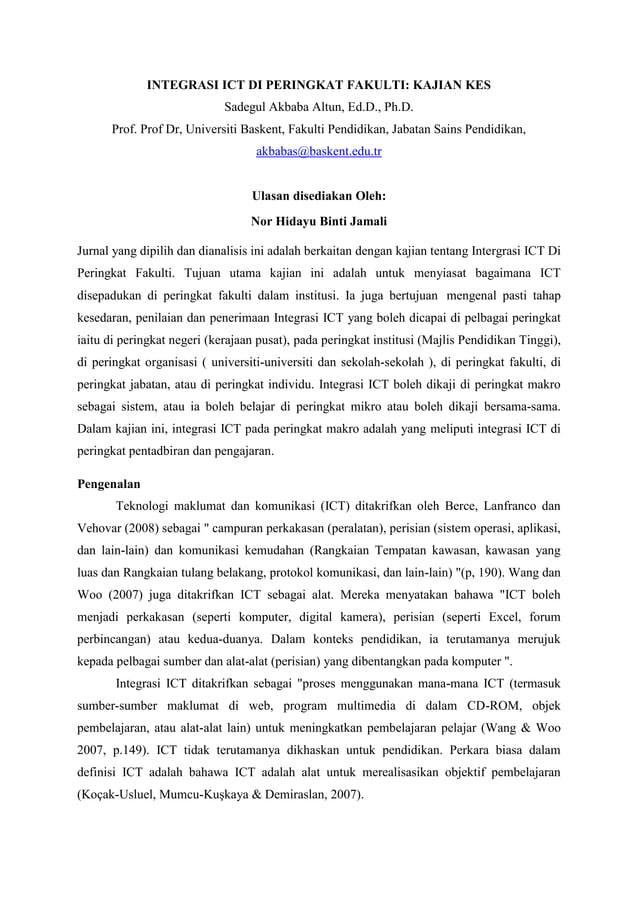 Ulasan jurnal integrasi ict di peringkat fakulti | PDF