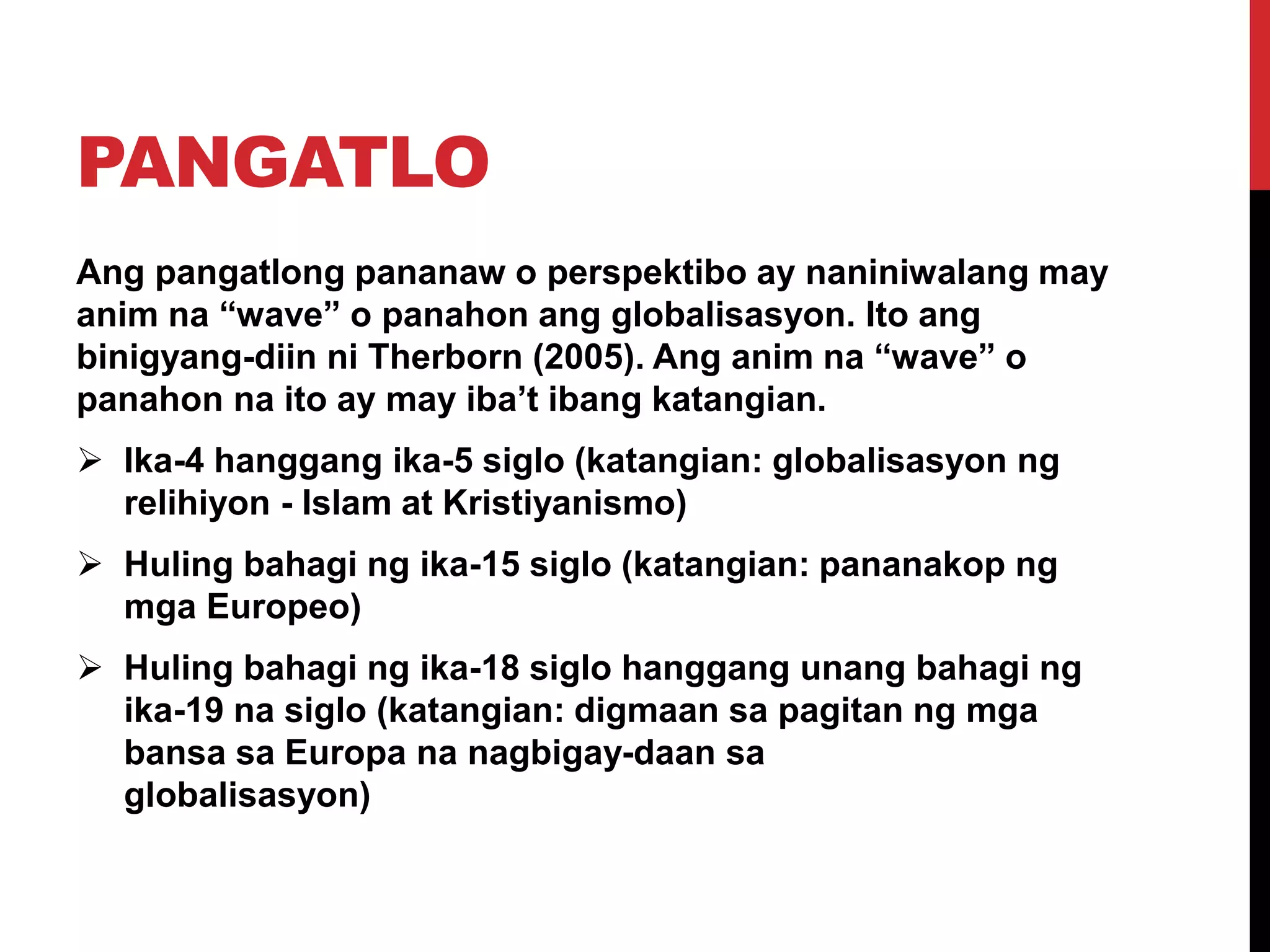 iba't ibang perspektibo at pananaw ng globalisasyon | PPTX