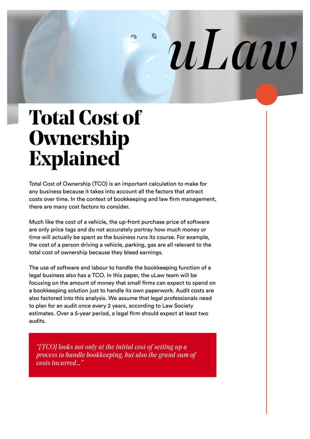 uLaw Bookkeeping Total Cost of Ownership - TCO Brochure | PDF