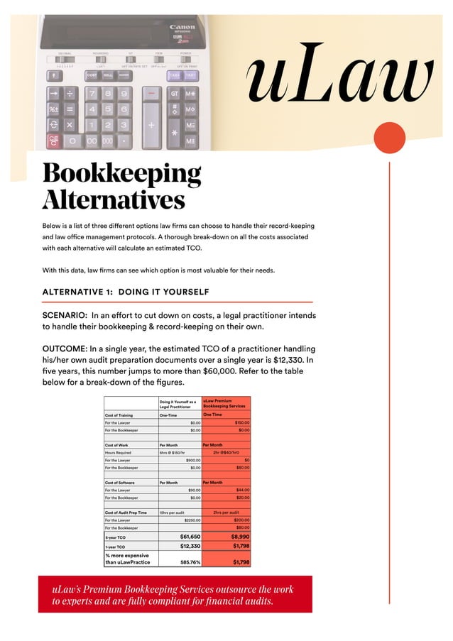 uLaw Bookkeeping Total Cost of Ownership - TCO Brochure | PDF