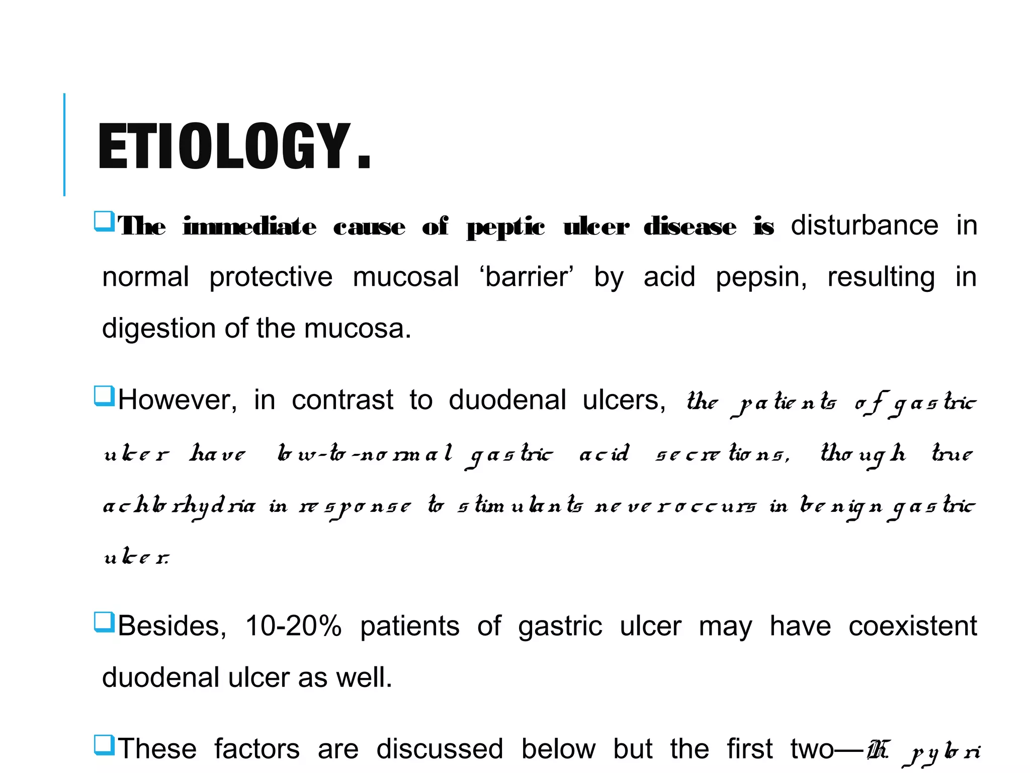 Etiology and Pathogenesis of Peptic Ulcer | PPT