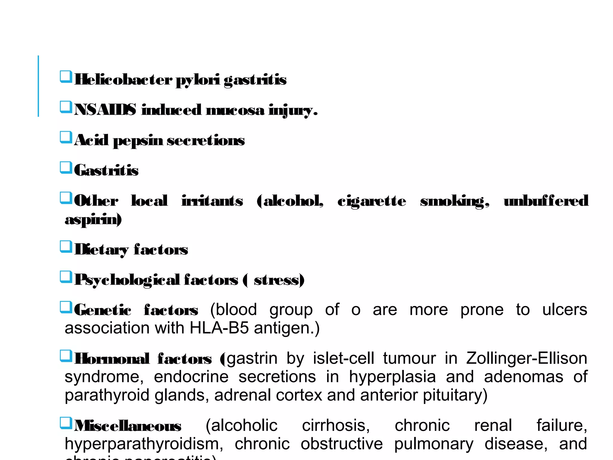 Etiology and Pathogenesis of Peptic Ulcer | PPT