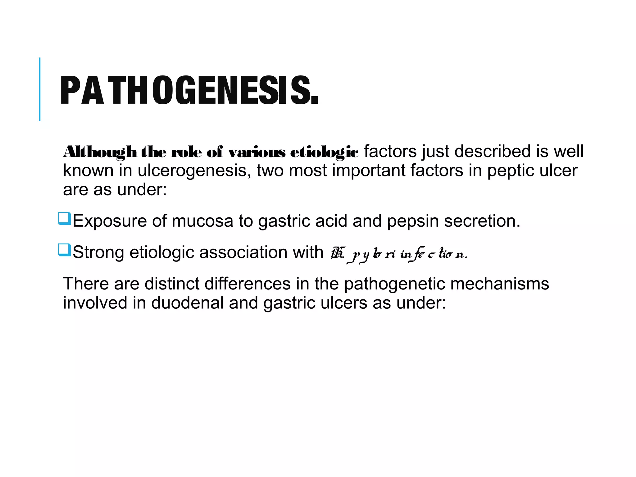 Etiology and Pathogenesis of Peptic Ulcer | PPT
