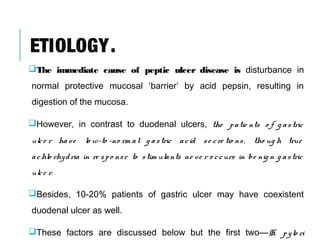 Etiology and Pathogenesis of Peptic Ulcer | PPT