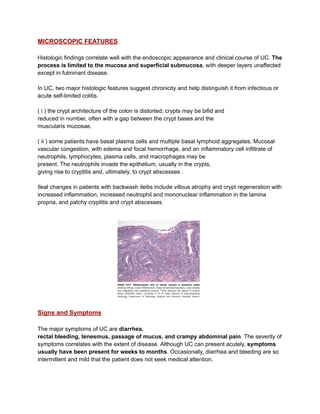 ULCERATIVE COLITIS ( UC ) - Pathology , Clinical Features ...