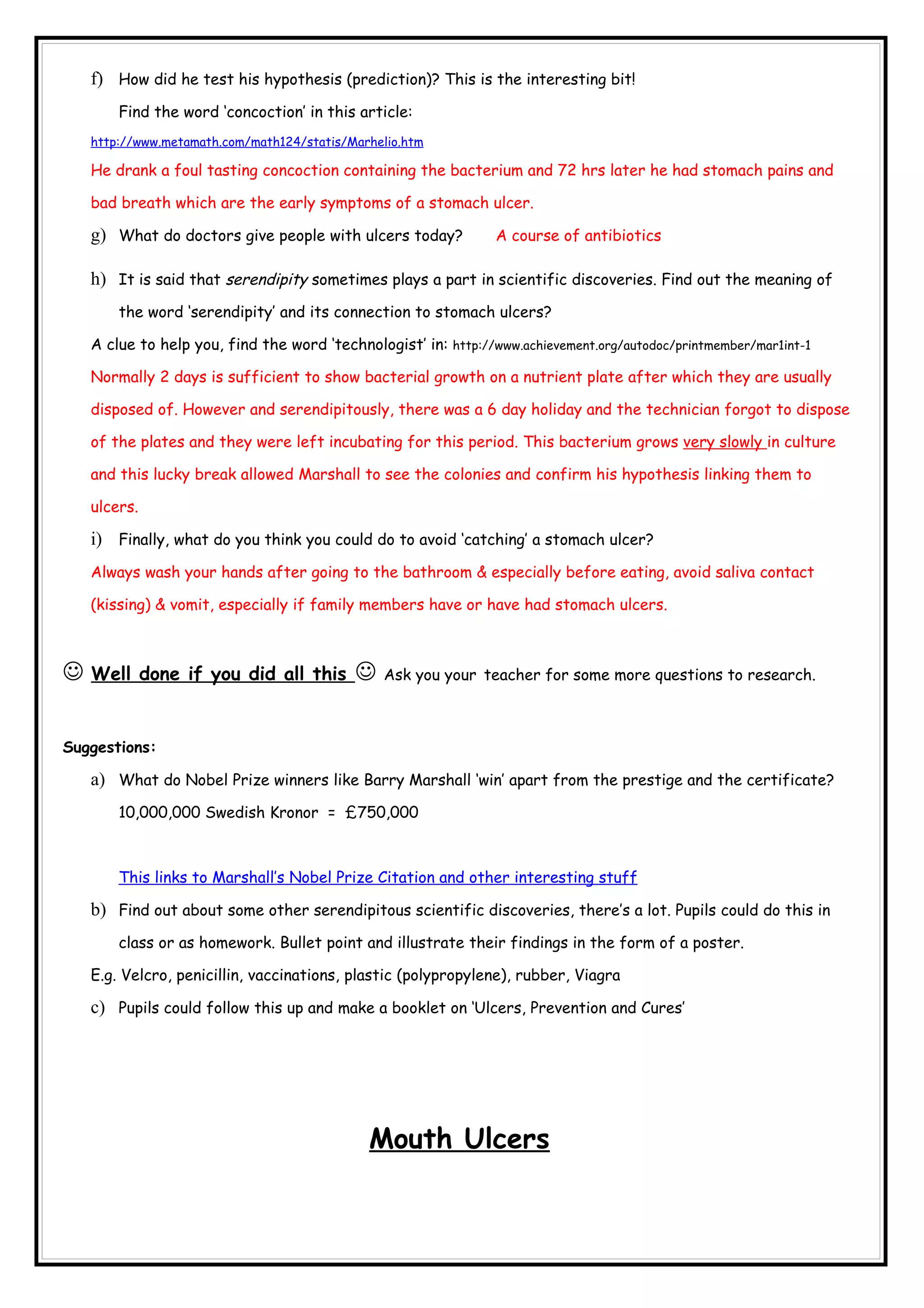 Ulcer research ks3 | DOC