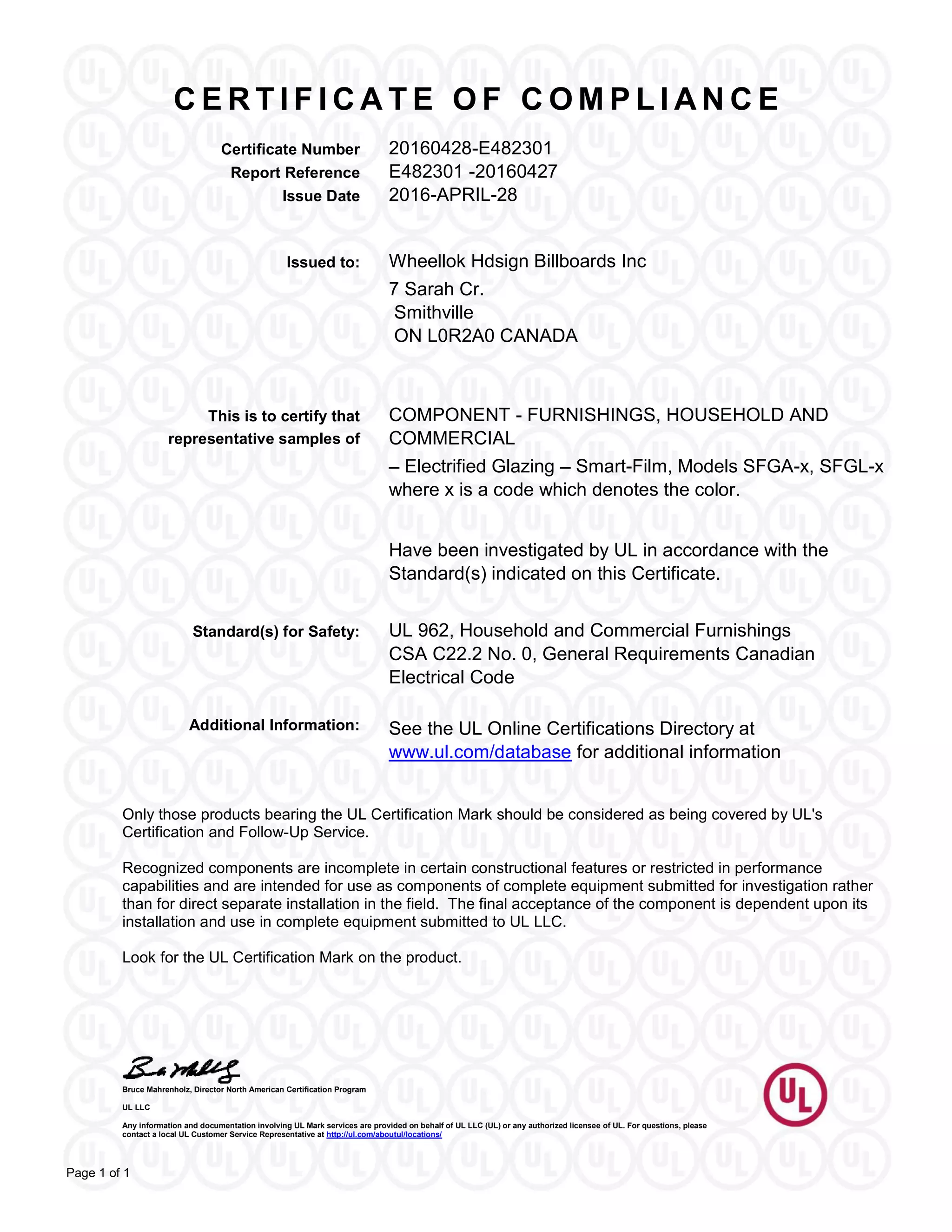 Ul certificate of compliance | PDF