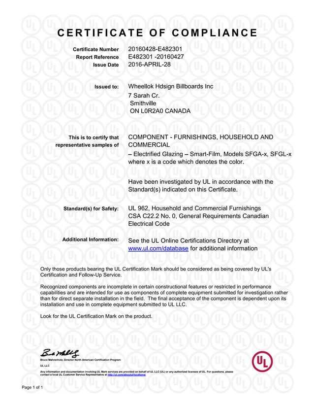 Ul certificate of compliance | PDF