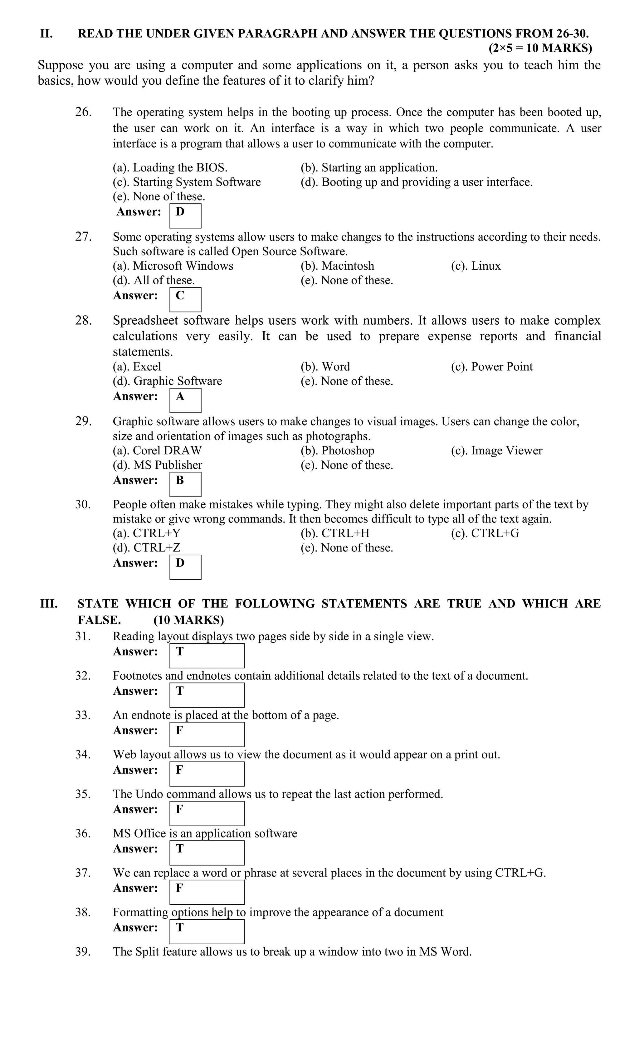 ULC Computer Solved Paper. | PDF