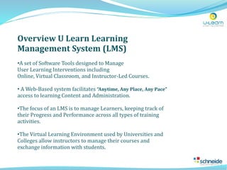 U Learn Learning Management System | PPTX | Education industry | Industries