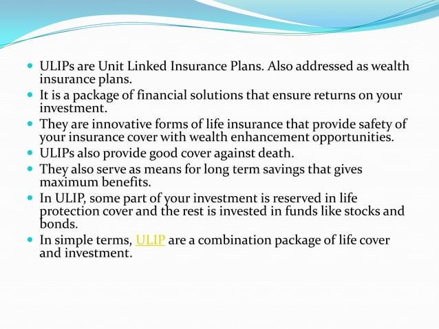 Unit linked insurance plans | PPT