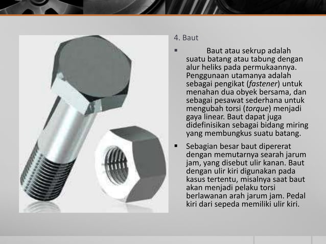 Ulir pada mur dan baut | PPT