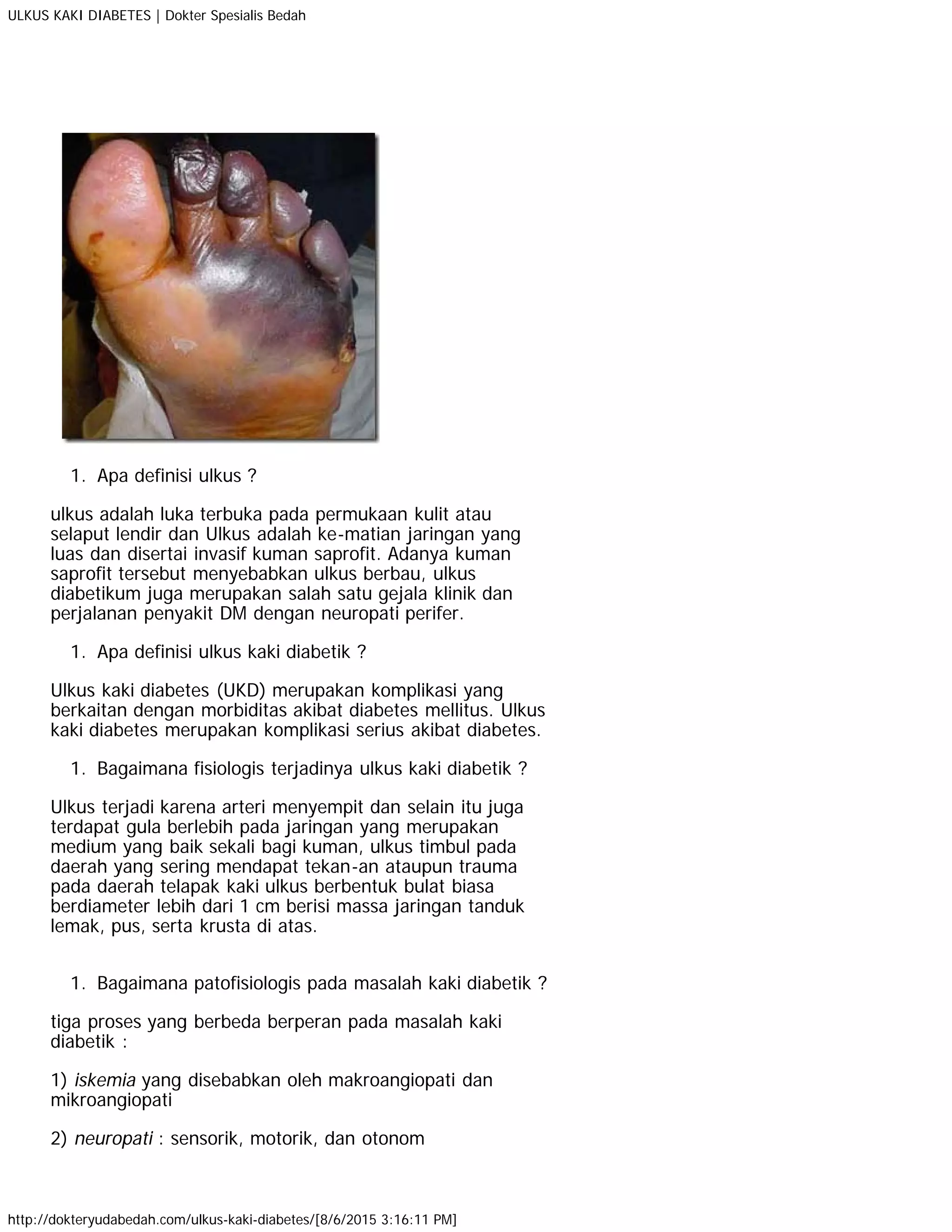 Ulkus kaki diabetes dokter spesialis bedah | PDF