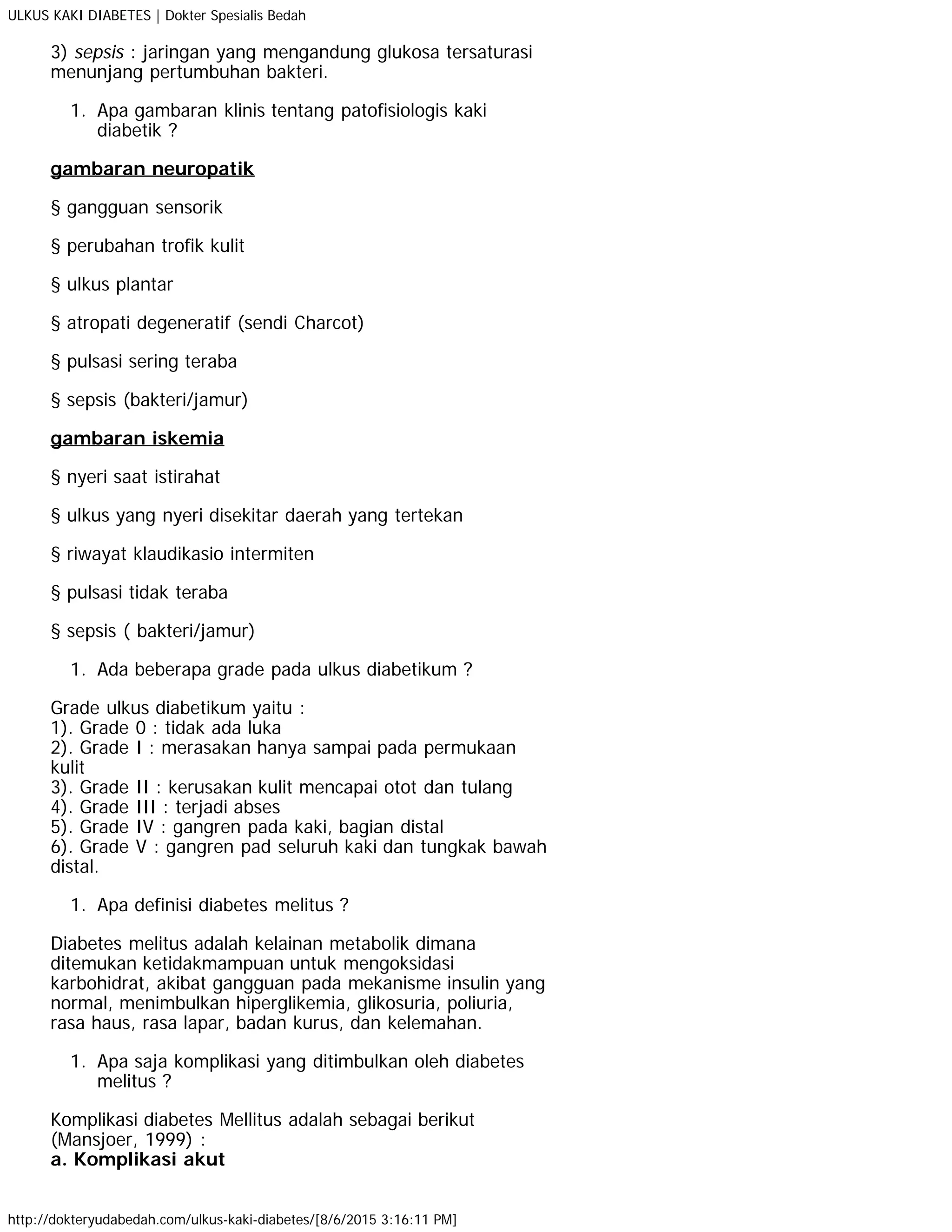 Ulkus kaki diabetes dokter spesialis bedah | PDF