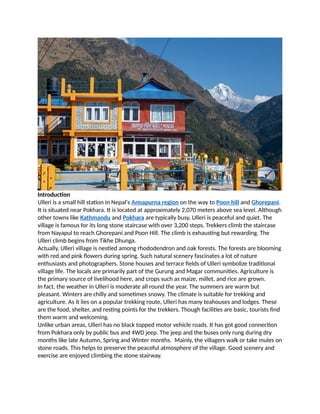 Ulleri: A Major Stop on the way to Poon Hill | DOCX