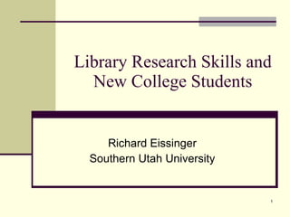 ULMS Library Research Skills | PPT