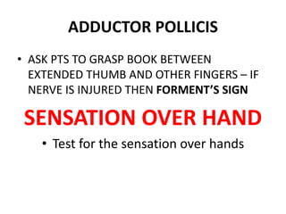 Ulnar nerve CLINICAL examnation | PPTX