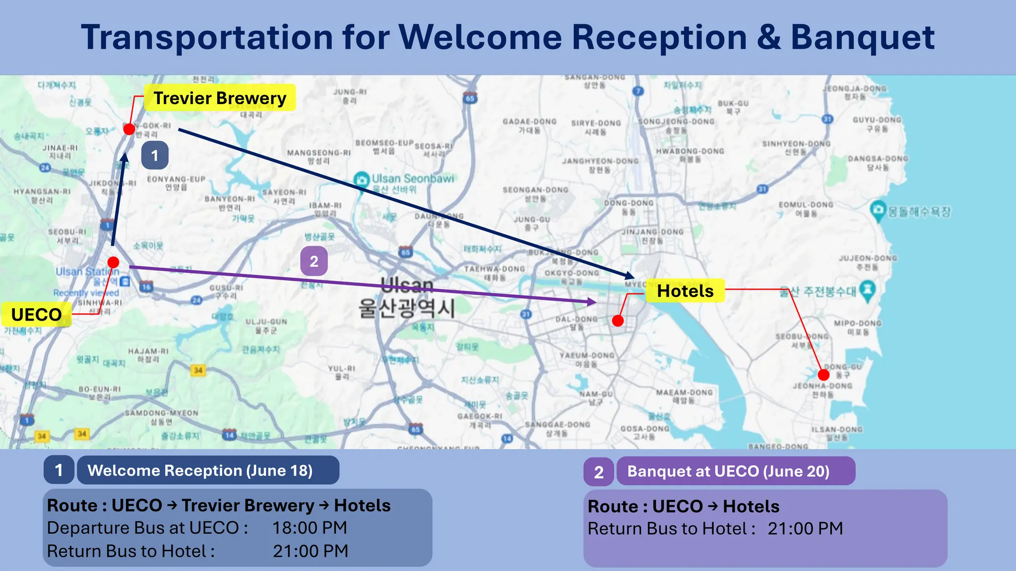 Ulsan city map and bus services while visiting UEC, near to uslsan city ...