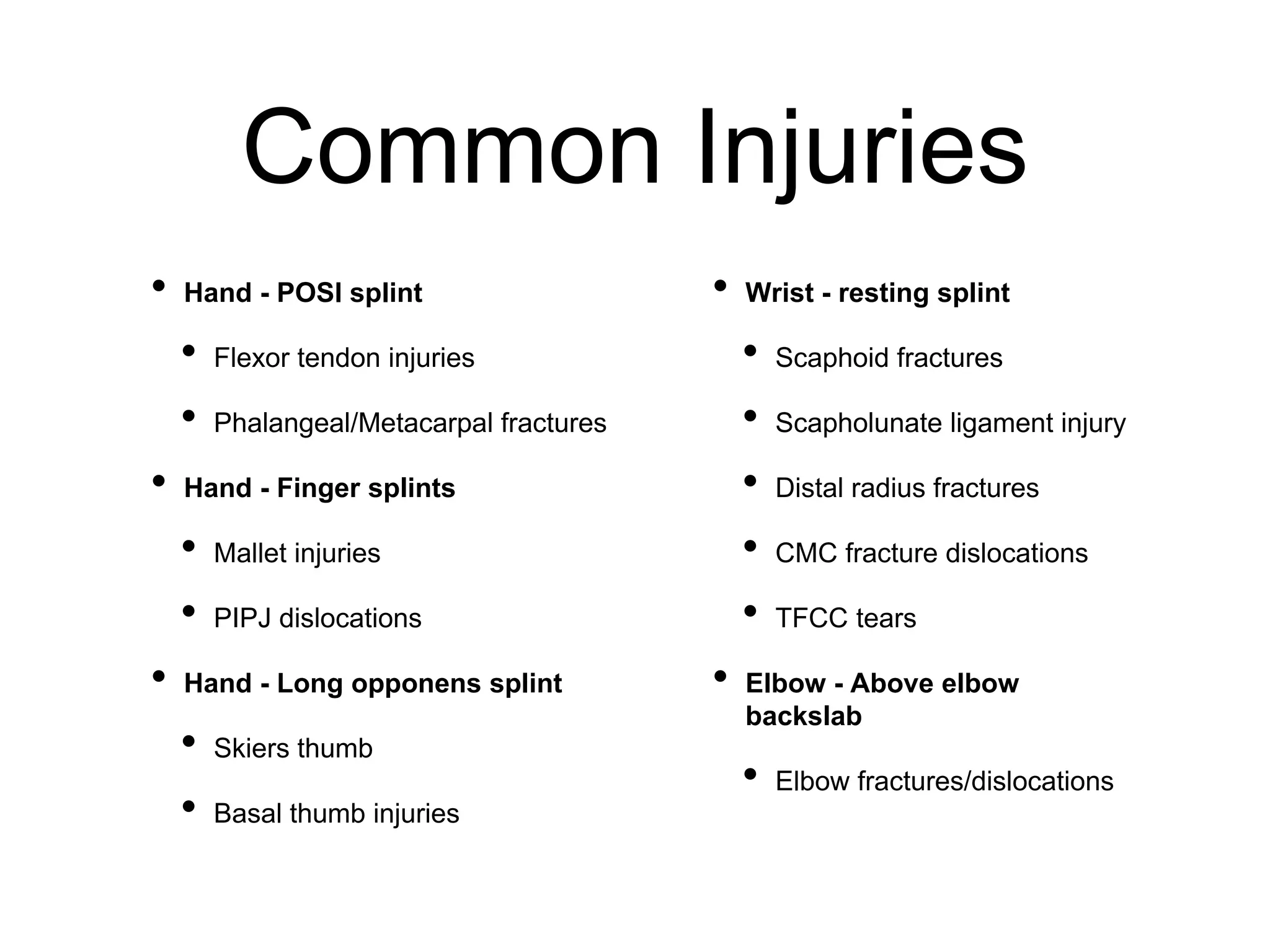 Upper limb splinting workshop | PPTX