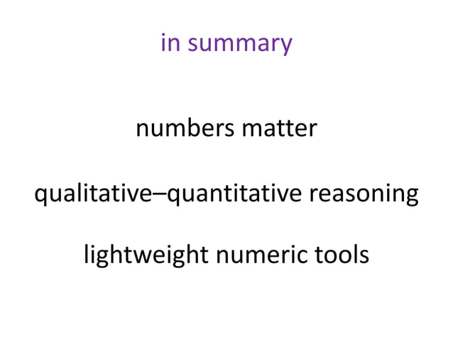 Qualitative–Quantitative reasoning and lightweight numbers | PPT